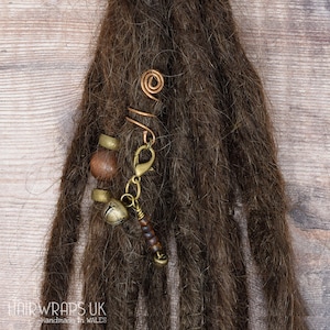 Tibetan Bronze Bell Charm for Hair Plaits, Hand Wrapped Wire Boho ...