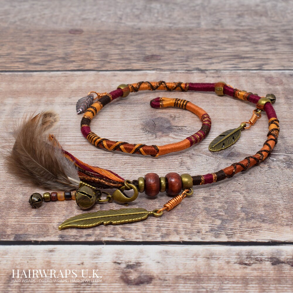 Boho Hair Accessory, Ethical Feather Hair Wrap Extension With Charms ...