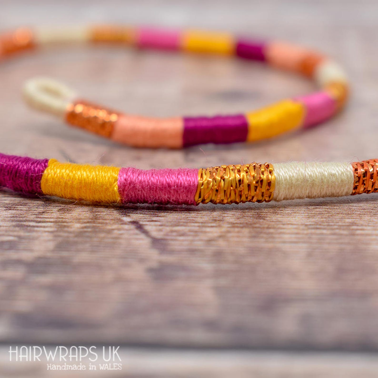 Summer Hair Wrap With Wooden Beads, Cotton Hairwrap, Attachable Boho ...