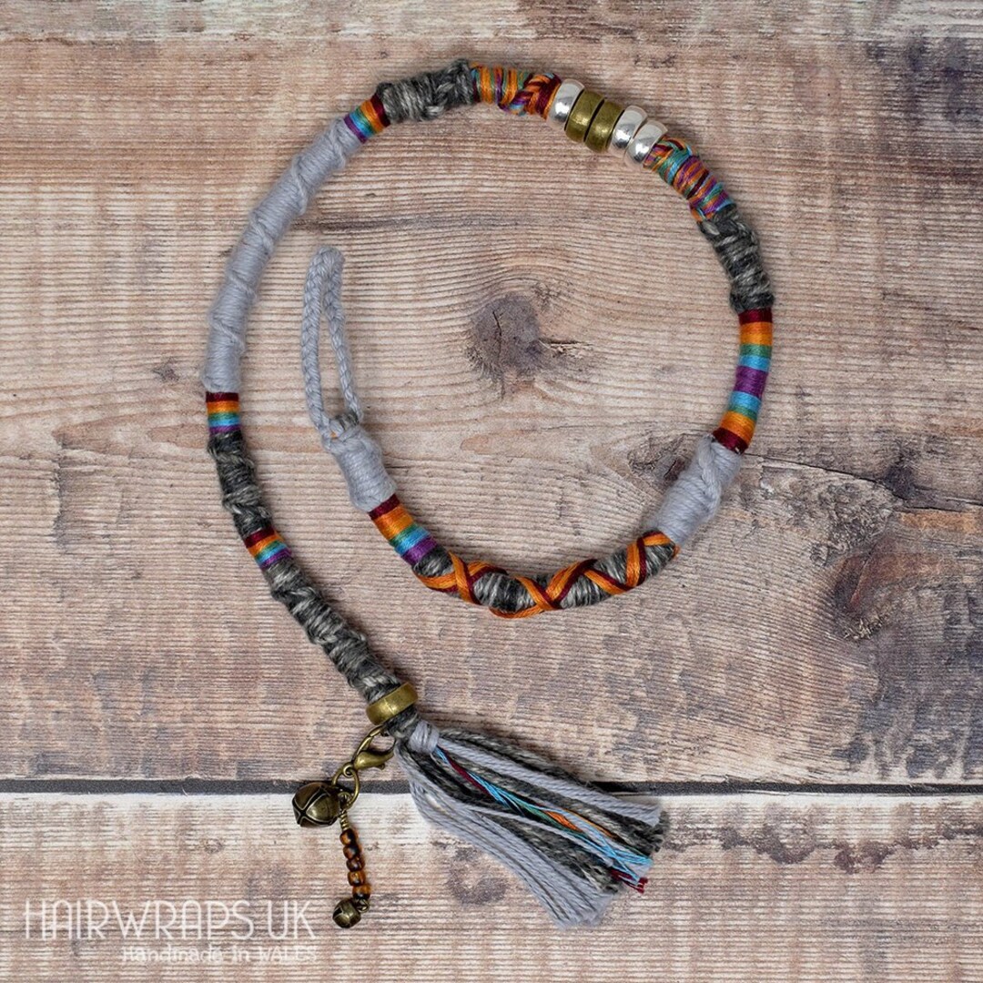 Vegan Rainbow and Grey Dread Wrap, Cotton Hair Wrap for Dreads or ...