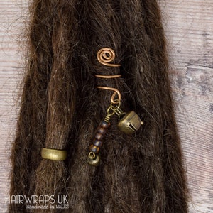Tibetan Bronze Bell Charm for Hair Plaits, Hand Wrapped Wire Boho ...