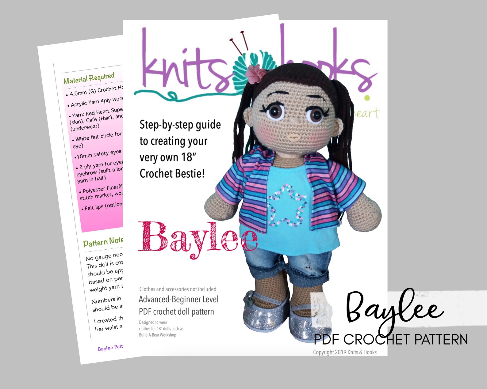 Baylee Crochet Doll Pattern 18 Doll Pattern Instant | Etsy