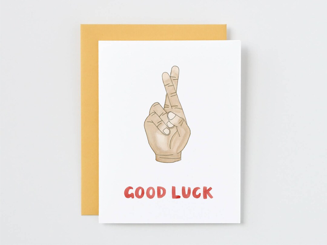 Good Luck. Hand Sign Watercolor Card. - Etsy