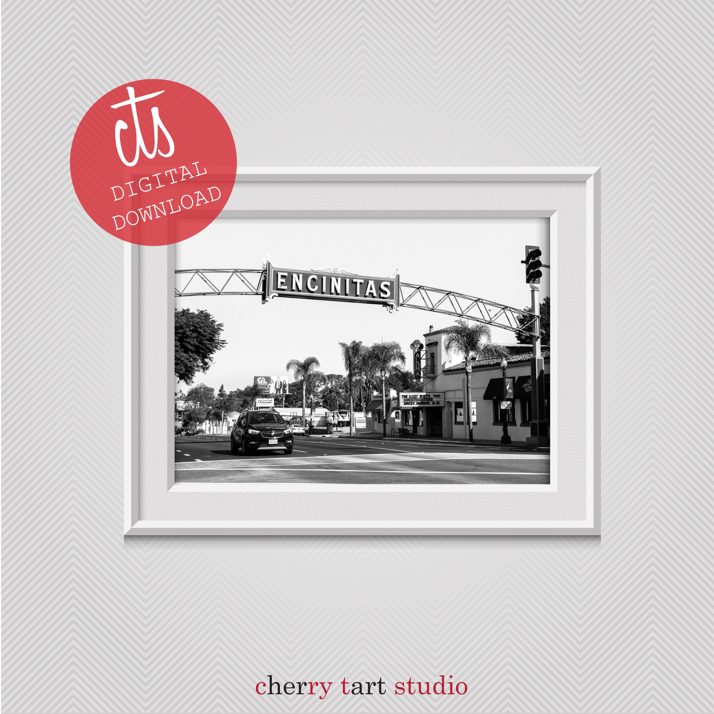 Encinitas City Sign 101 - Fine Art Print - Digital Download - Black and ...