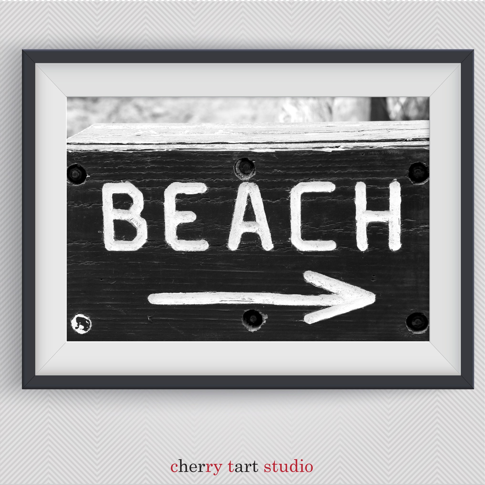 Wooden Beach Sign Photo in Black & White Fine Art Print - Etsy