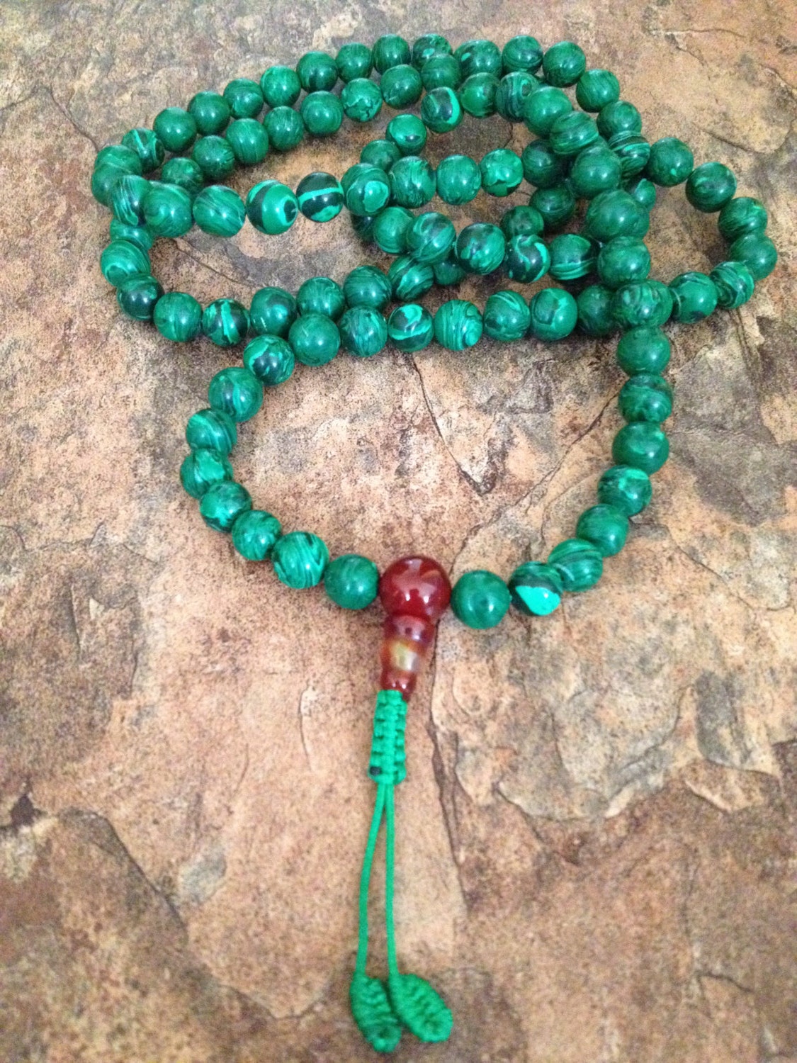 Malachite Japa Mala 108 Beads Full Mala Necklace for | Etsy