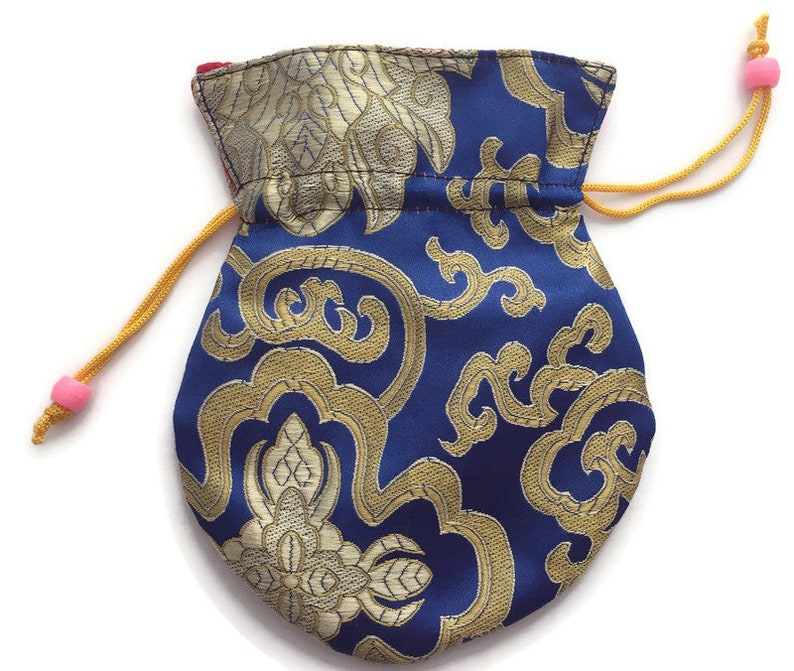 Tibetan Design Brocade Drawstring Mala Bag, Jewelry Bag, Prayer Beads ...