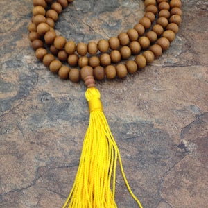 Natural Wood Beads 108 Beads Full Mala, Wood Beads, Tibetan Prayer ...