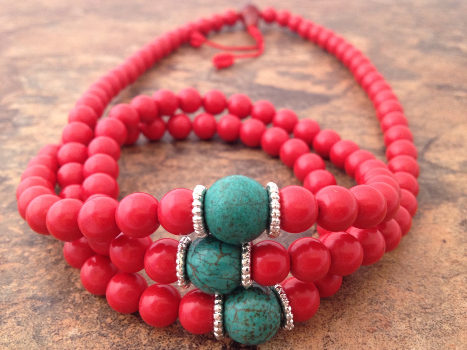 Tibetan Red Coral 108 Beads Full Mala Yoga Beads Meditation | Etsy