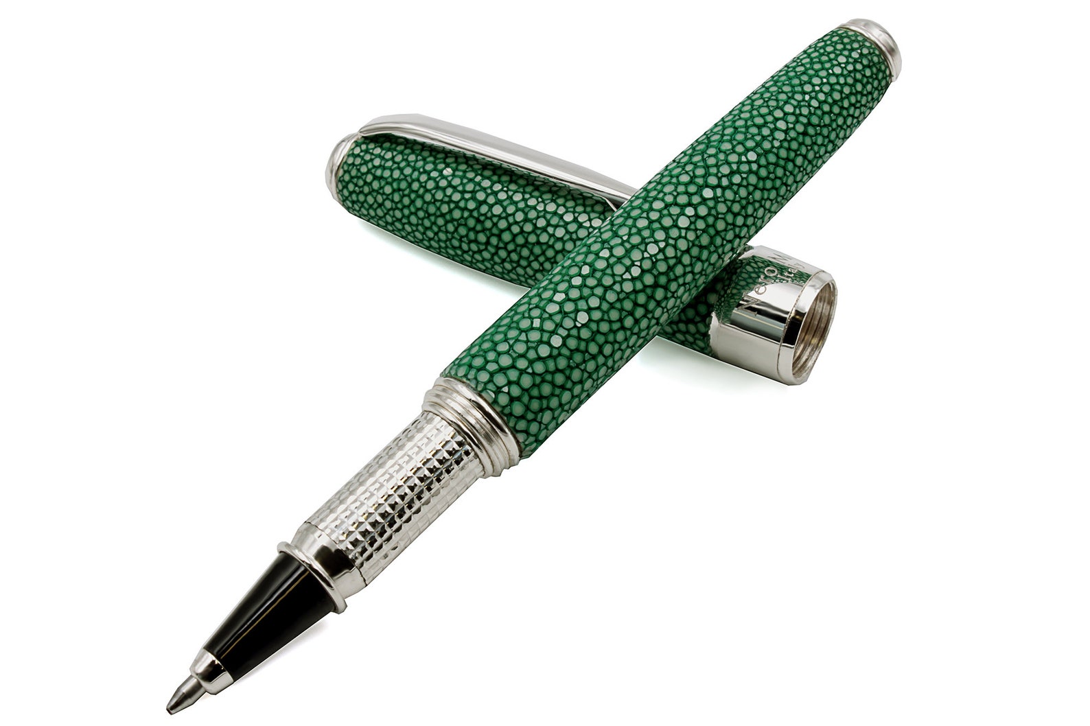 Rollerball Pen Genuine Stingray Leather Green Color Sterling Silver ...