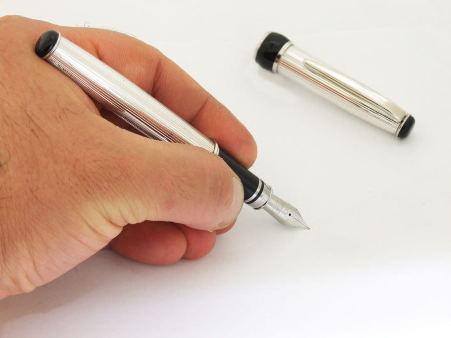 Handmade Fountain Pen Sterling Silver Body Fine Lines Pattern | Etsy