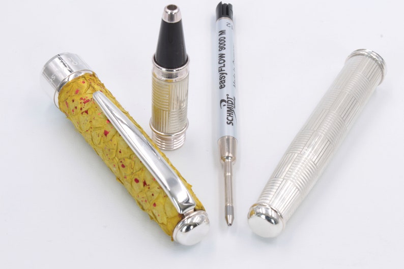 Handcrafted Pen Sustainable Yellow Leather Sterling Silver | Etsy