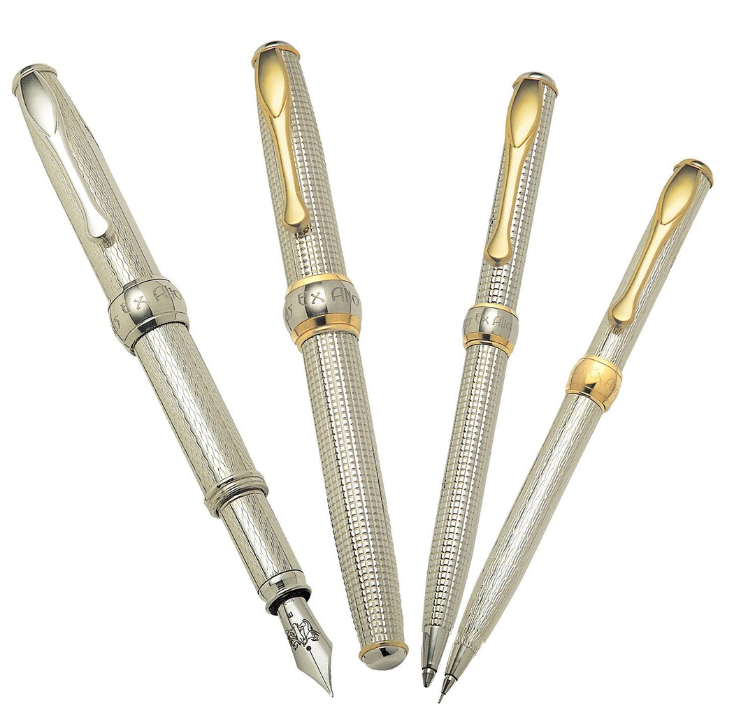 Handmade Sterling Silver Pen Set: Italian Guilloche Pens - Etsy