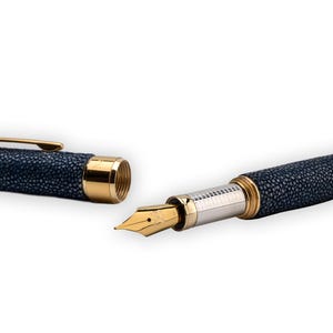 Ocean Blue Stingray Leather Fountain Pen With Sterling Silver Grip ...