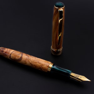 Italian Artisan Fountain Pen – Mediterranean Olive Wood & Shades of ...