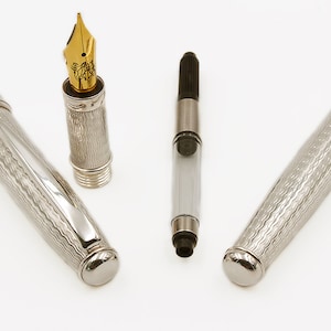 Handmade Fountain Pen Sterling Silver Chevron Hallmarked 925 Made in ...