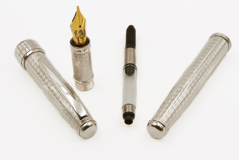 Handmade Fountain Pen Sterling Silver Chevron Hallmarked 925 Made in ...