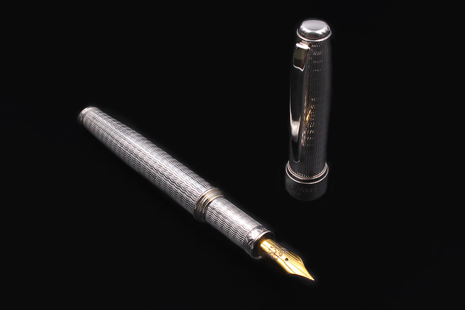 Handmade Fountain Pen Sterling Silver Chevron Hallmarked 925 Made in ...