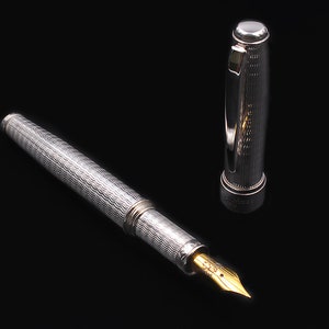 Handmade Fountain Pen Sterling Silver Chevron Hallmarked 925 Made in ...