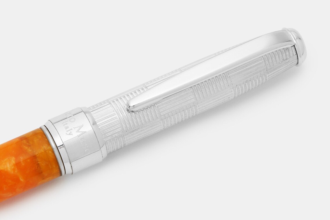 Fountain Pen Amber Orange Resin Barrel Sterling Silver Cap - Etsy