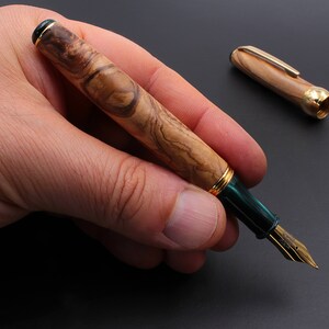 Italian Artisan Fountain Pen – Mediterranean Olive Wood & Shades of ...