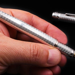 Handmade Fountain Pen Sterling Silver Chevron Hallmarked 925 Made in ...