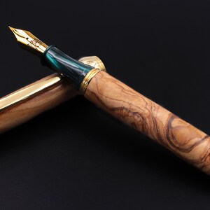 Italian Artisan Fountain Pen – Mediterranean Olive Wood & Shades of ...