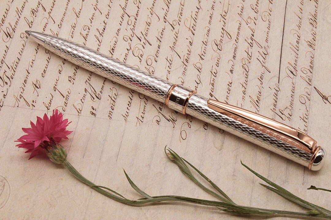 Sterling Silver Ballpoint Pen With Barley Corn Pattern Handcrafted in ...