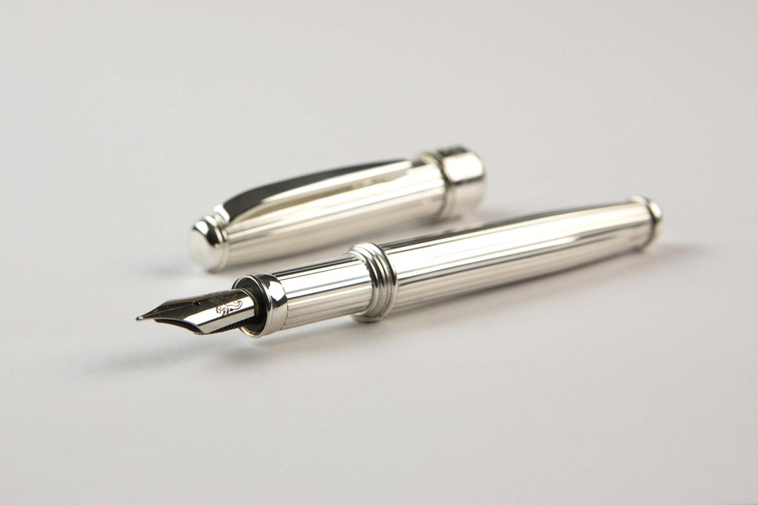 Handmade Sterling Silver Fountain Pen: Guilloché Design, Hallmarked 925 ...