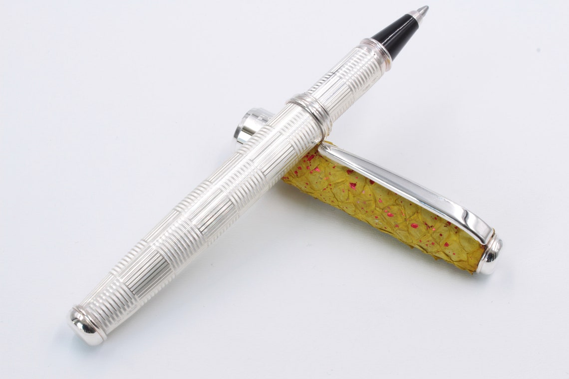 Handcrafted Pen Sustainable Yellow Leather Sterling Silver - Etsy