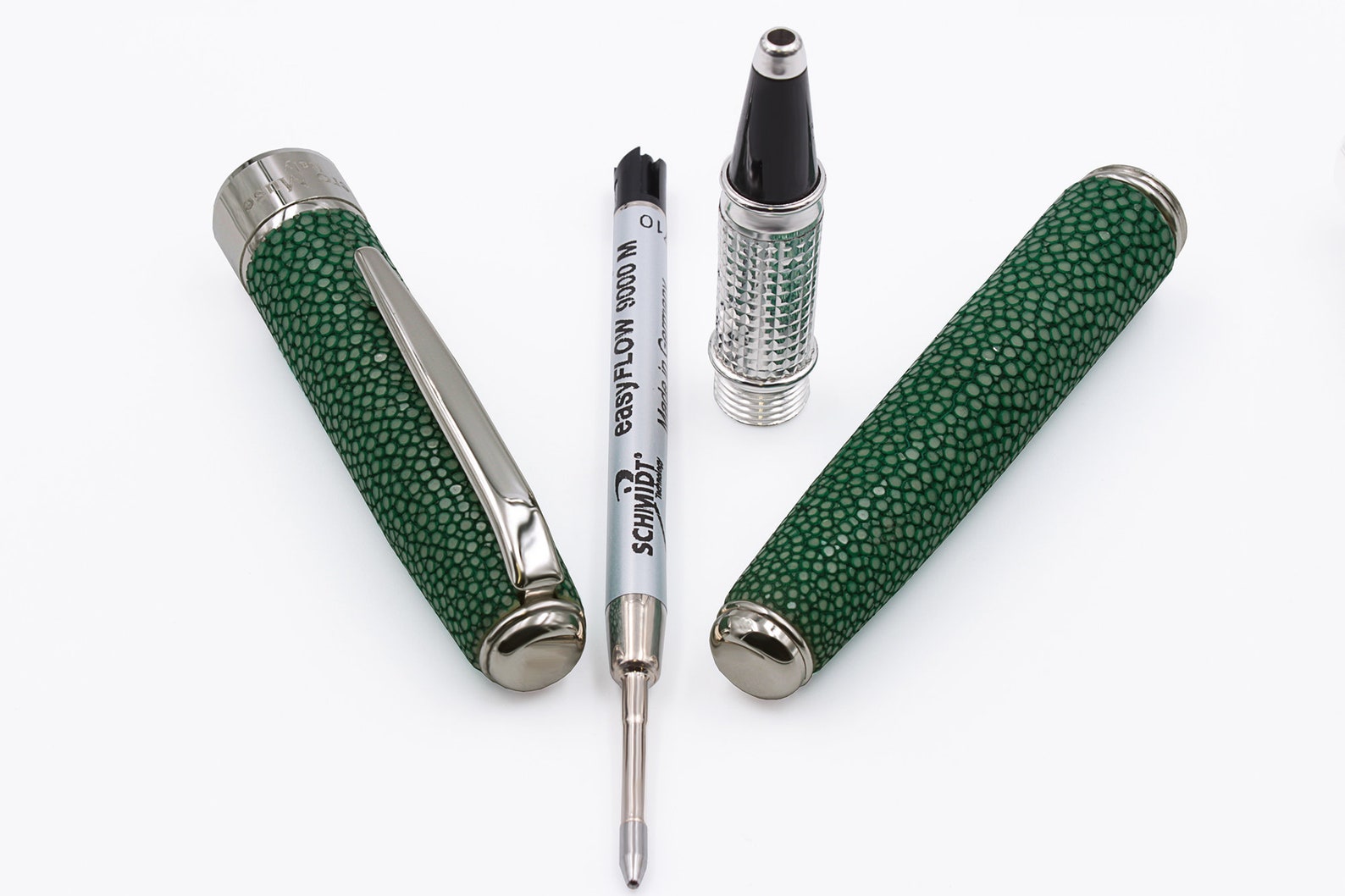 Rollerball Pen Genuine Stingray Leather Green Color Sterling Silver ...