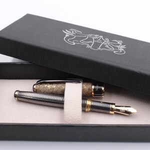 Fountain Pen Sterling Silver Sustainable Genuine Leather Handmade in ...
