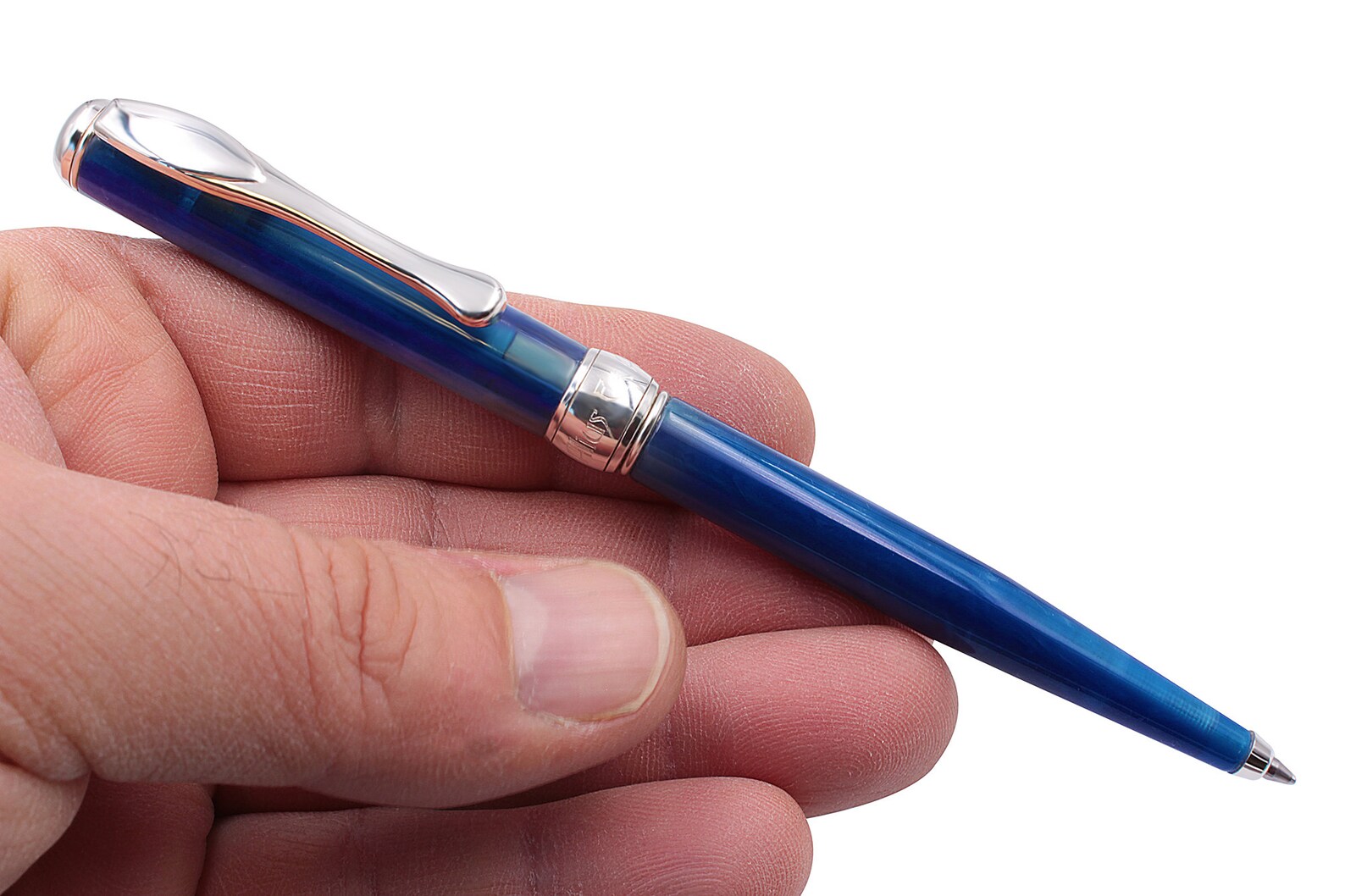 Handmade Ballpoint Pen Celestial Blue Colour Resin Silver Plated ...