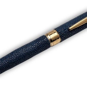Ocean Blue Stingray Leather Fountain Pen With Sterling Silver Grip ...