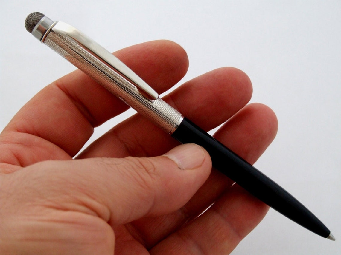 Capacitive Stylus Pen Sterling Silver 925 & Black Lacquer Handmade in ...
