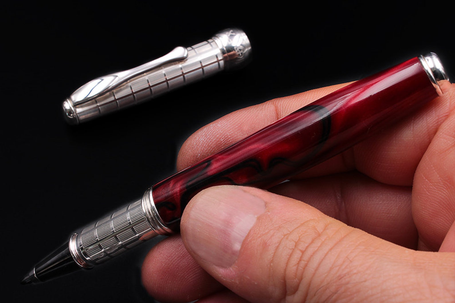 Pen Set Handmade in Sterling Silver Multi Color Resin Italian | Etsy