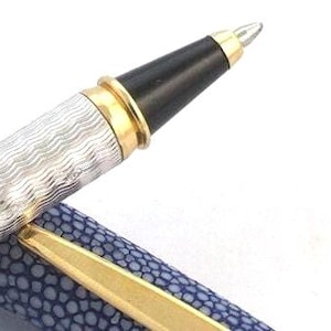 Ocean Blue Stingray Leather Fountain Pen With Sterling Silver Grip ...