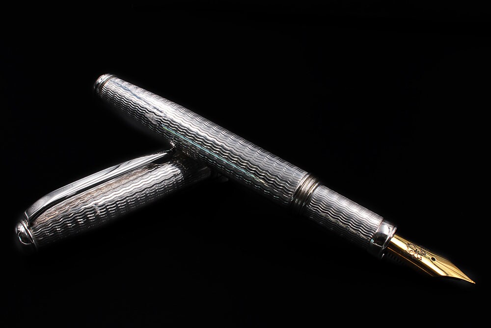Handmade Fountain Pen Sterling Silver Chevron Hallmarked 925 Made in ...