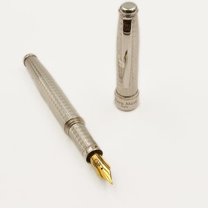 Handmade Fountain Pen Sterling Silver Chevron Hallmarked 925 Made in ...