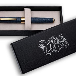 Ocean Blue Stingray Leather Fountain Pen With Sterling Silver Grip ...