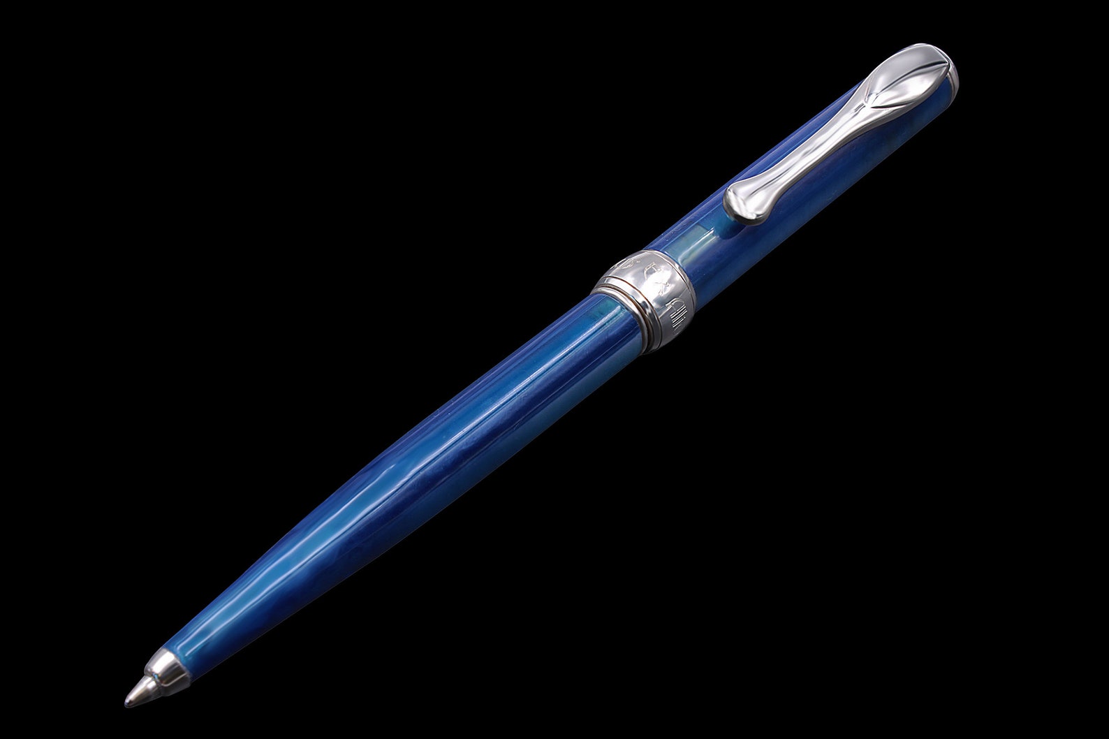 Handmade Ballpoint Pen Celestial Blue Colour Resin Silver Plated ...