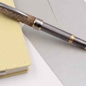 Fountain Pen Sterling Silver Sustainable Genuine Leather Handmade in ...