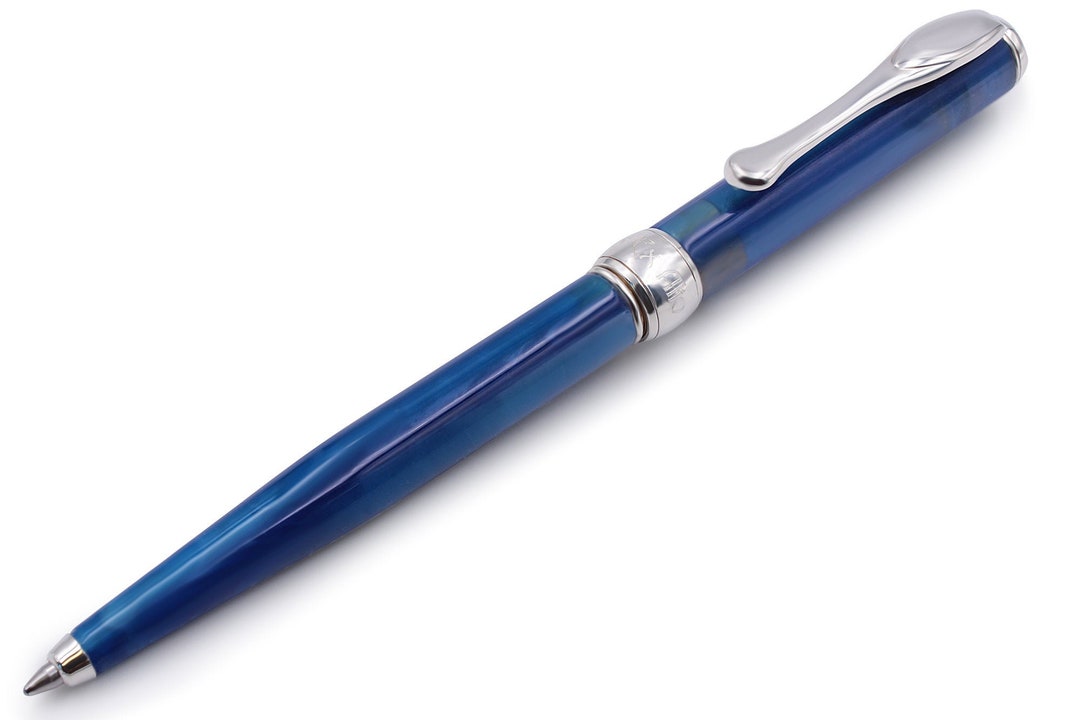 Handmade Ballpoint Pen Celestial Blue Colour Resin Silver Plated ...
