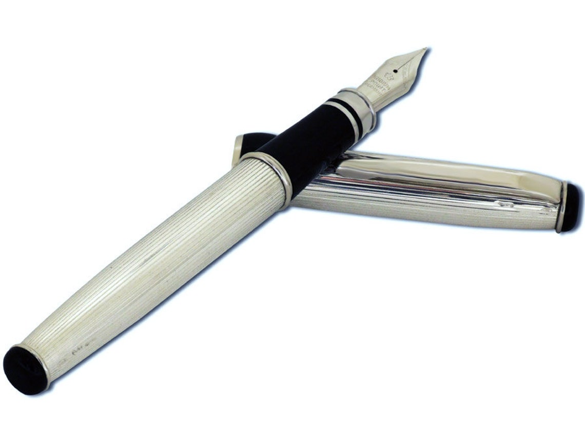 Handmade Fountain Pen Sterling Silver Body Fine Lines Pattern - Etsy