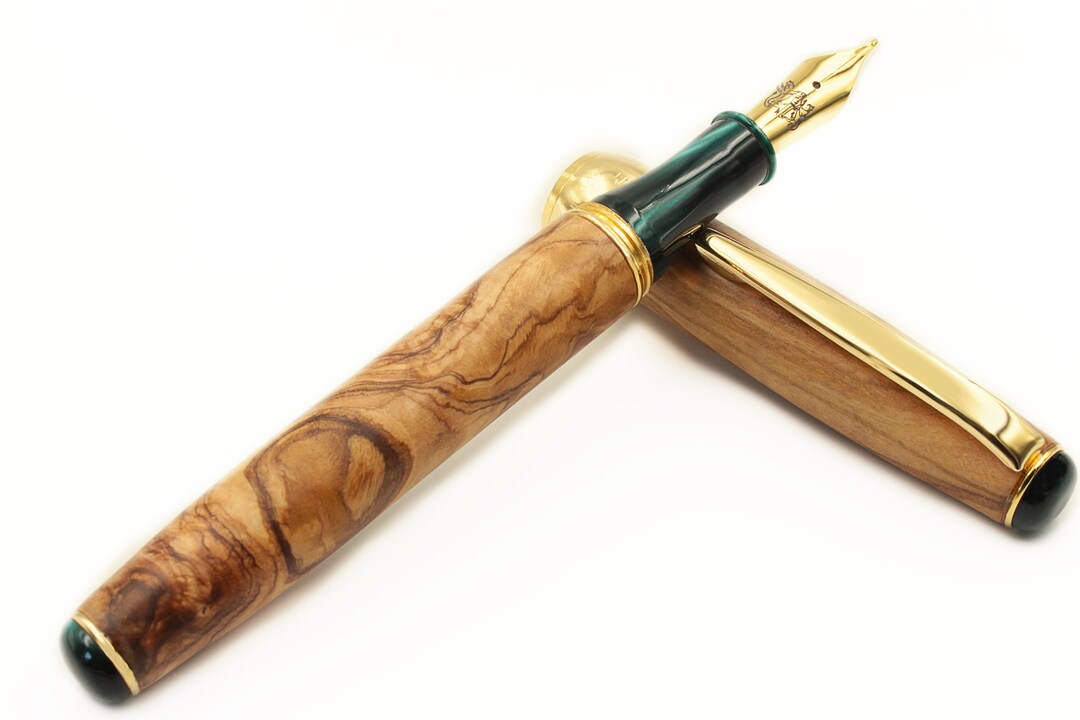 Italian Artisan Fountain Pen – Mediterranean Olive Wood & Shades of ...