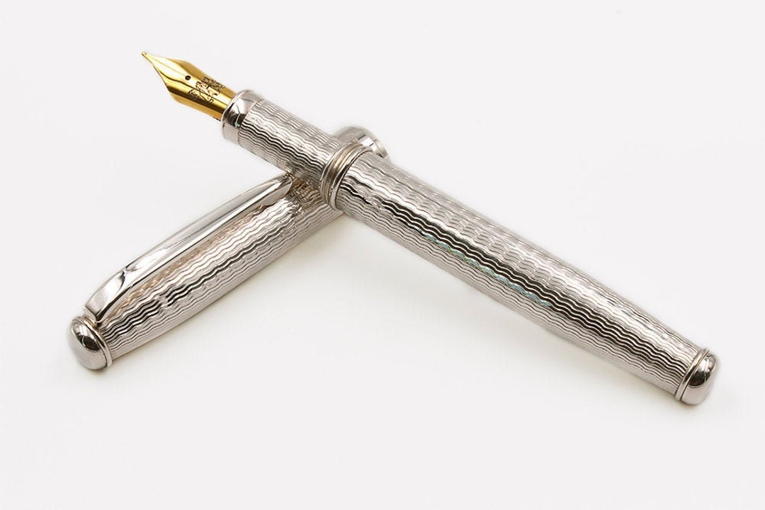 Handmade Fountain Pen Sterling Silver Chevron Hallmarked 925 Made in ...