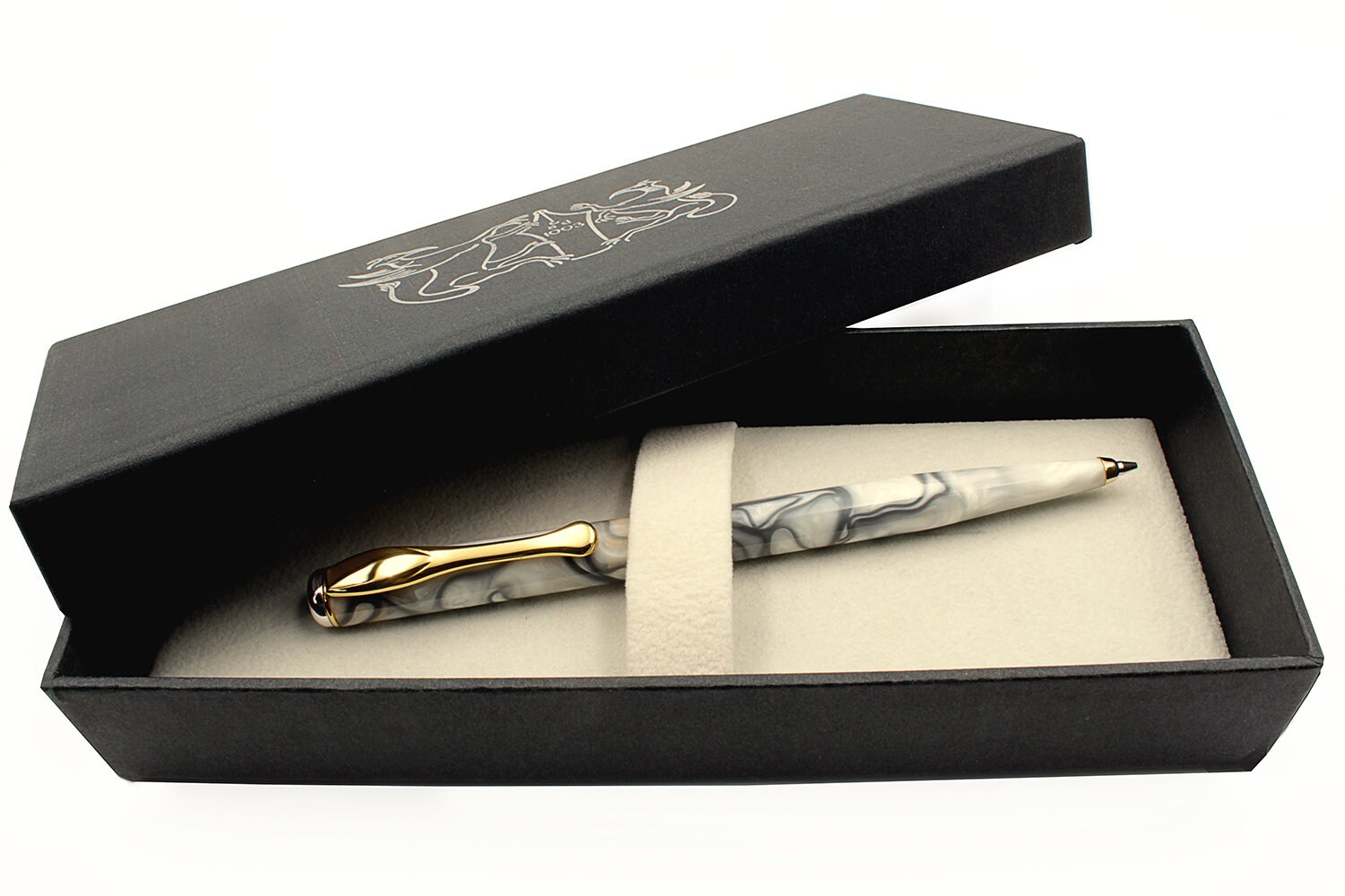 Handcrafted Mechanical Pencil White & Grey Resin Made in Italy - Etsy