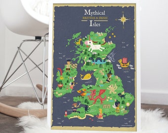 Irish Map of Mythical Creatures - Etsy