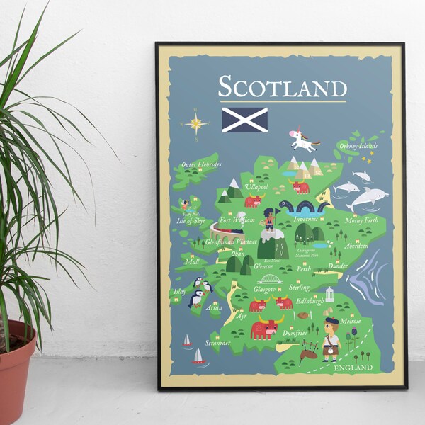 Scotland Map - Etsy