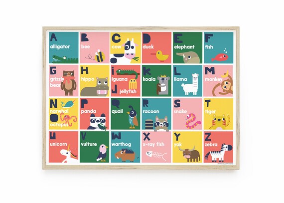 Animal Alphabet Poster Fun Colourful and Educational - Etsy